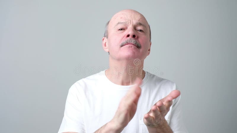 Senior Sad Man Clapping Hands with Disappointment Stock Video - Video ...