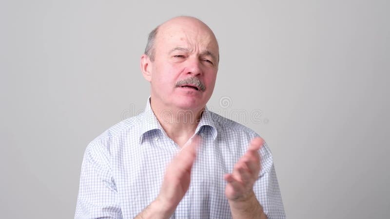 Senior Sad Man Clapping Hands with Disappointment Stock Video - Video ...