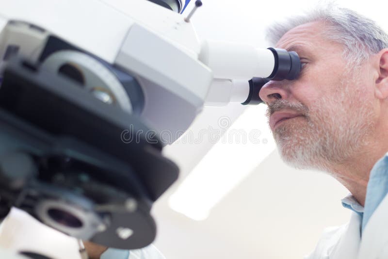 Senior Scientist Microscoping in Lab. Stock Photo - Image of pharmacy ...