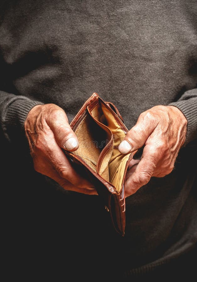 Senior see the empty purse stock image. Image of debt - 74002799