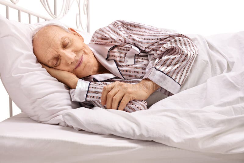 Senior sleeping in bed stock photo. Image of male, lifestyle - 84221742