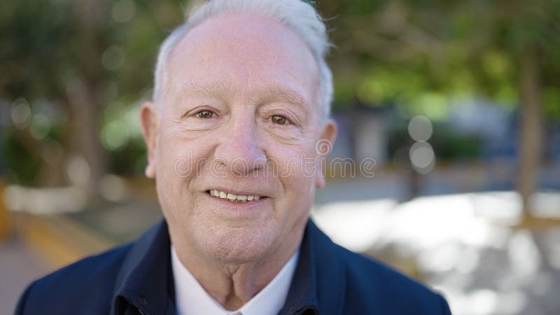 Senior Smiling Confident at Park Stock Photo - Image of stand, person ...
