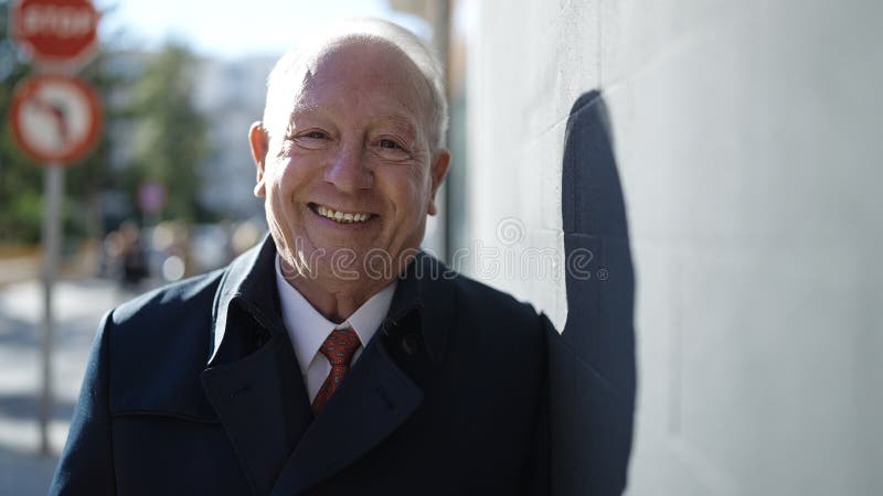 Senior Smiling Confident at Street Stock Image - Image of mature, city ...
