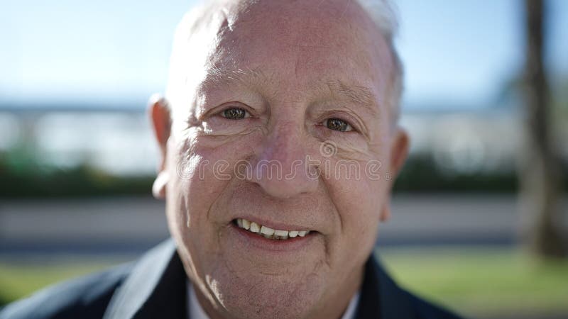 Senior Smiling Confident at Street Stock Photo - Image of happiness ...