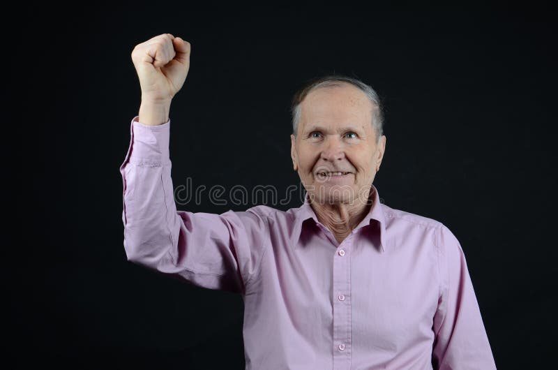 Senior smiling one hand up stock image. Image of father - 30928013
