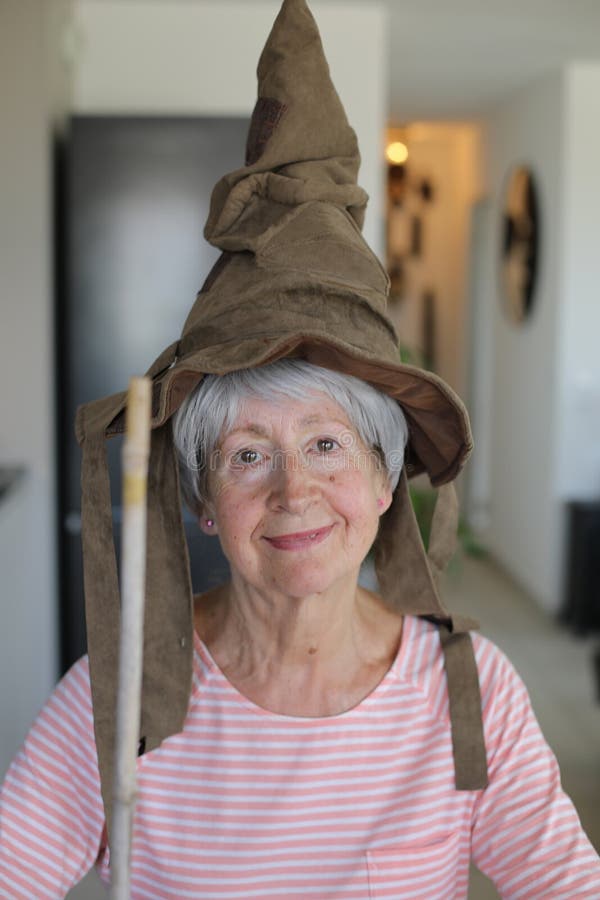 Senior Sorceress Doing Some Magic Stock Image - Image of person, wand ...