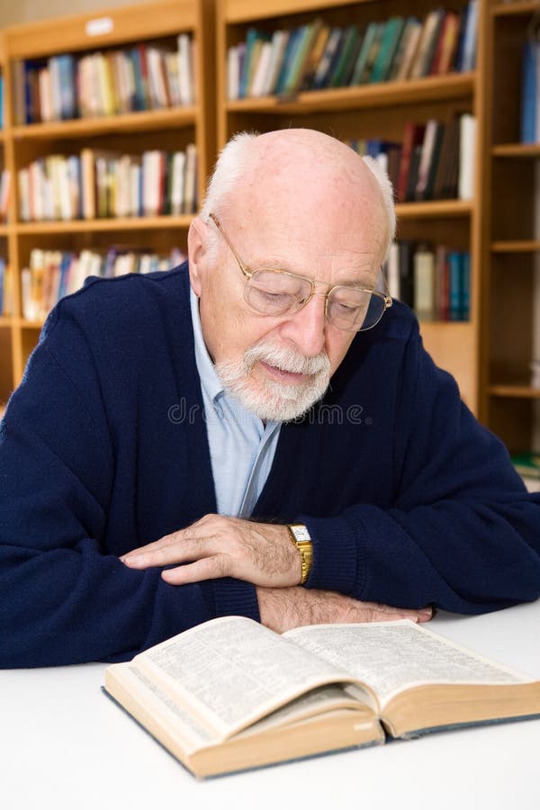 Educated Senior Man stock photo. Image of book, bald, eighties - 4843874