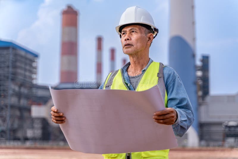 Senior Supervisor Engineer in His Work Cloths Holding Construction ...