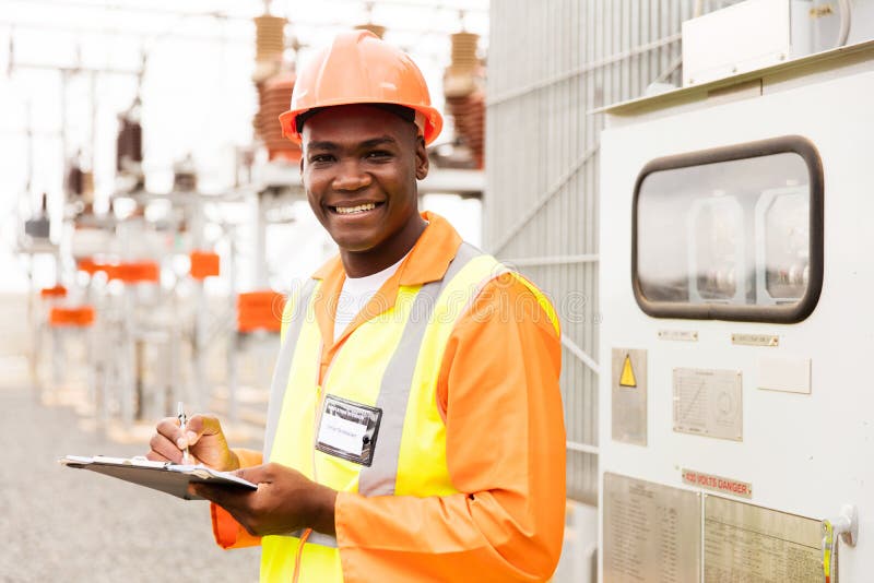 Senior Technician Holding Clipboard Stock Image - Image of african ...