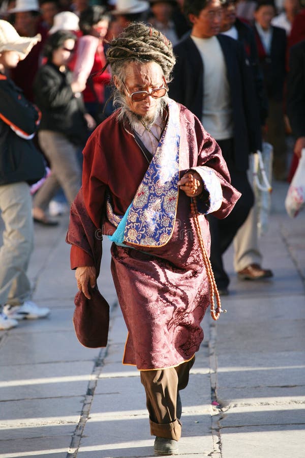 A Senior Tibetan Lady, Lhasa Tibet Editorial Stock Image - Image of ...