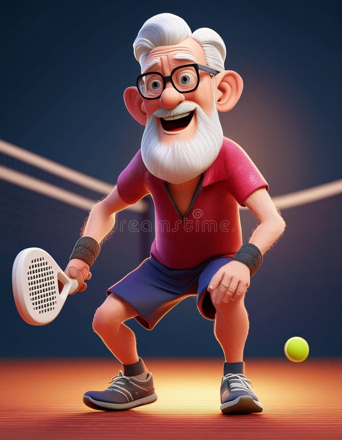 Senior Training Padel Cartoon Stock Photo - Image of outdoors, senior ...
