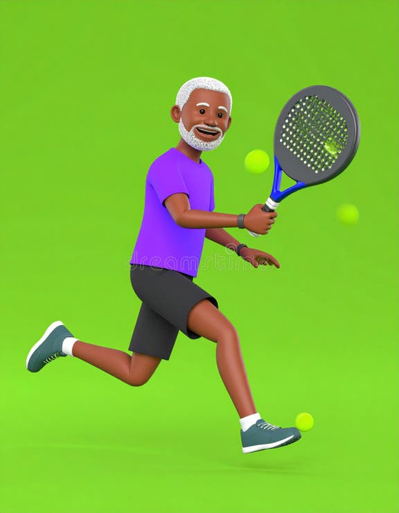 Senior Training Padel Cartoon Stock Illustration - Illustration of ...