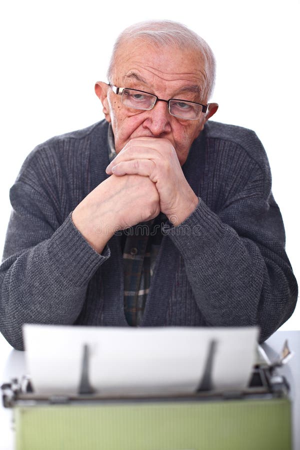 Senior and typewriter stock image. Image of machine, newsman - 17502815