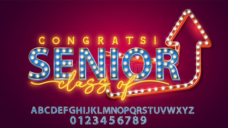 Senior 2025 - Typography. Vector Neon Senior 2025 Illustration. Vector ...