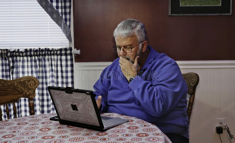 Senior Upset and Mad at Using a Computer and Technology Stock Image ...