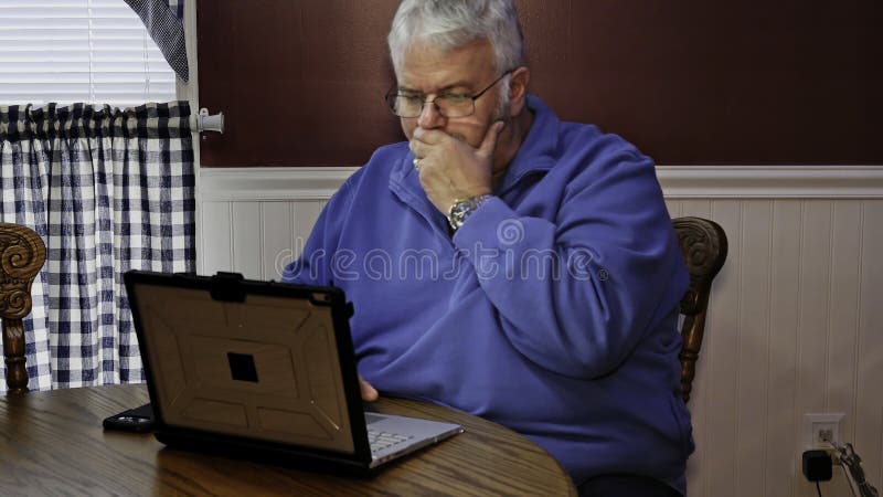Senior Upset and Mad at Using a Computer and Technology Stock Photo ...