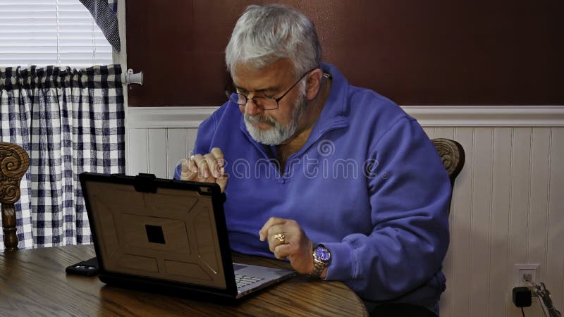 Senior Upset and Mad at Using a Computer and Technology Stock Image ...