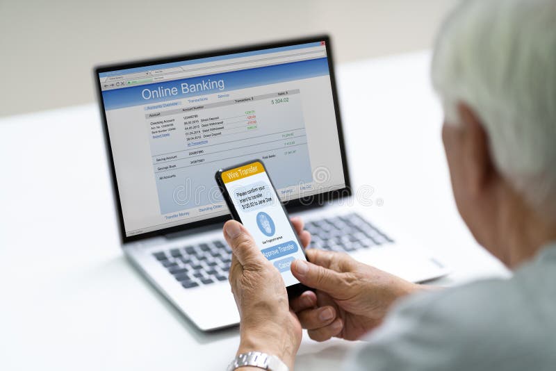 Senior Using Two Factor Online Bank Authentication Stock Photo - Image ...