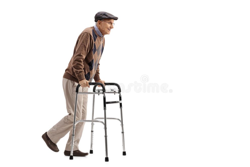 Senior using a walker stock photo. Image of elderly, background - 83989724