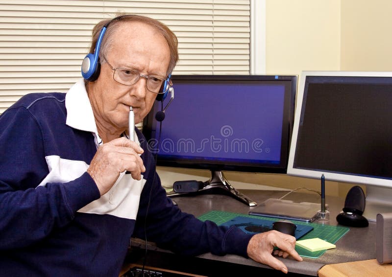 Senior Volunteer Answering Phone Calls 4 Stock Image - Image of ...