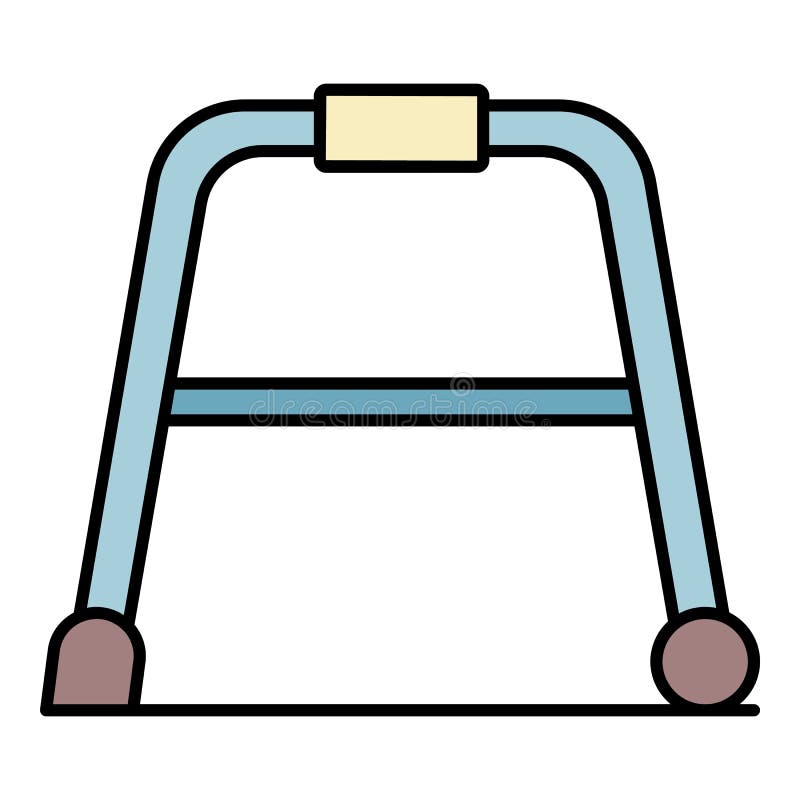 Senior Walker Icon Color Outline Vector Stock Vector - Illustration of ...