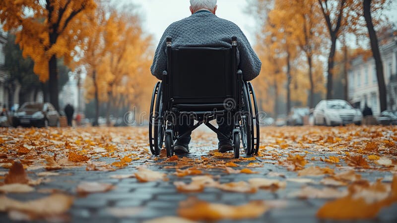 Senior in Wheelchair Autumnal Scene Stock Illustration - Illustration ...