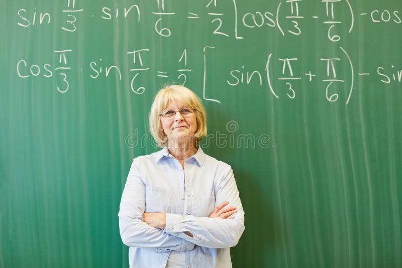 Senior Woman As Math Teacher Stock Image - Image of seminar, study ...