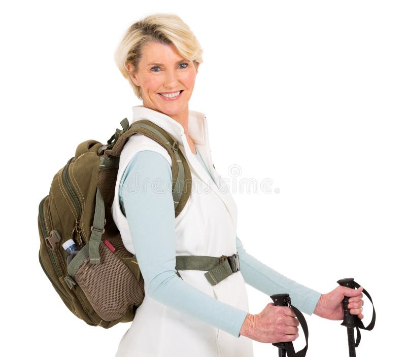 Senior woman backpack stock photo. Image of leisure, beautiful - 58302854