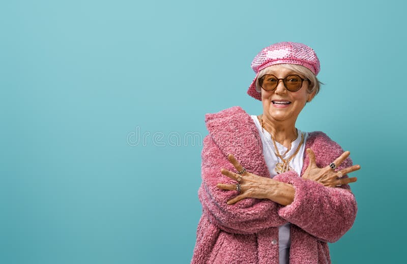 Senior Woman on Color Background Stock Photo - Image of grandmother ...