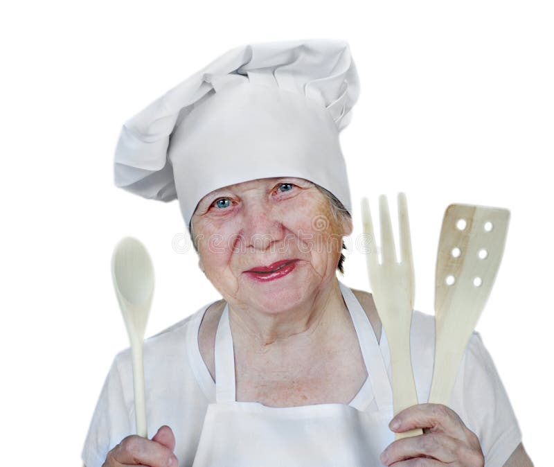 Senior woman cook stock photo. Image of prepares, food - 16864926