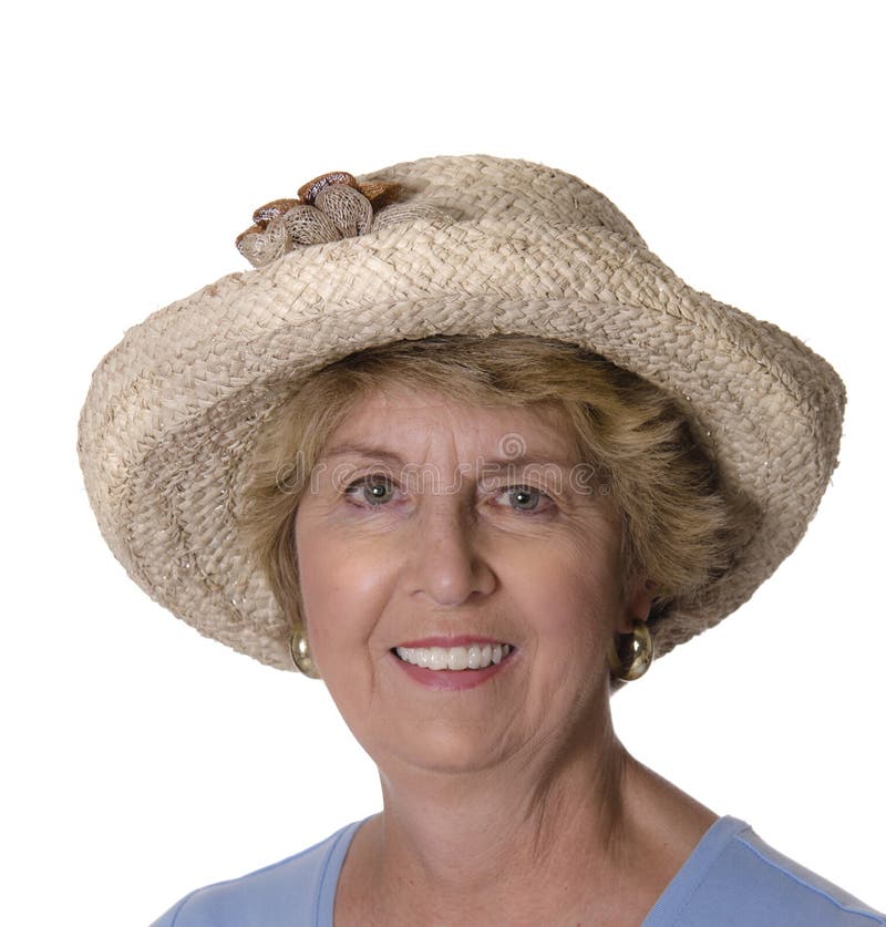 Senior Woman Elegant Straw Hat Stock Photos - Free & Royalty-Free Stock ...
