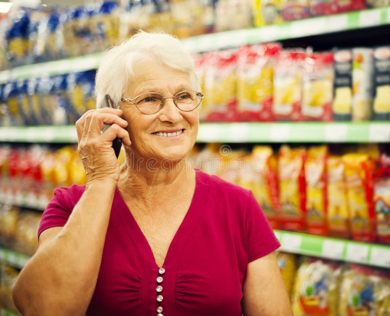 Senior Woman in Groceries Store Stock Photo - Image of contemporary ...