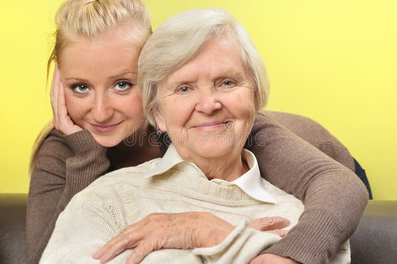 Young Woman and Her Grandma Stock Image - Image of brunette, adore: 3176647
