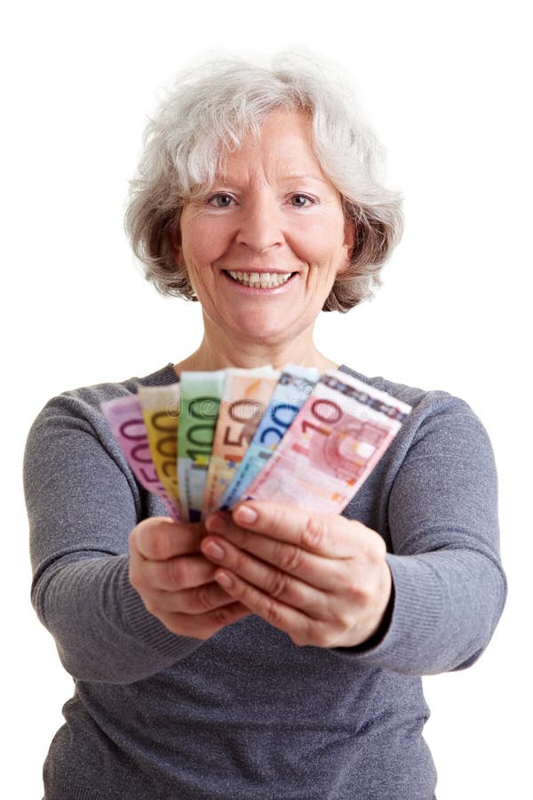 Wrinkled Hand of a Senior Woman Holding Euro Banknotes Stock Image ...