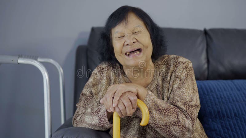 An Old Woman Using A Wooden Cane Stock Vector Illustration Of Hair