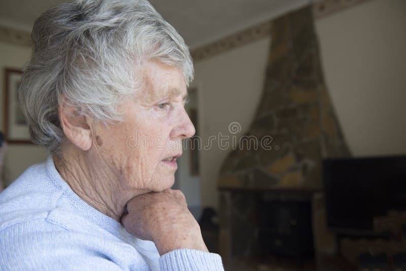 Senior Woman Looking Worried and Concerned Stock Image - Image of ...