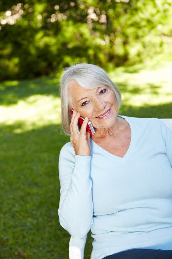 Senior Woman Making Call with Smartphone Stock Image - Image of ...