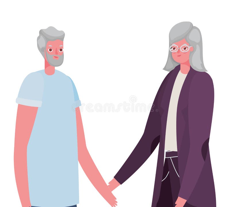 Senior Woman And Man Cartoons Vector Design Stock Vector Illustration