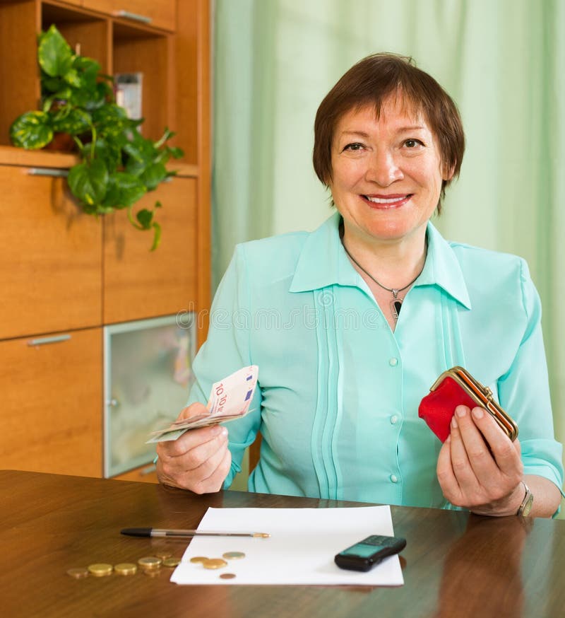Senior woman with money stock photo. Image of euro, ordinary - 62166516
