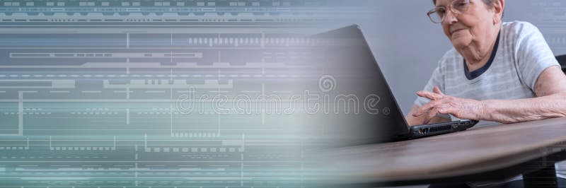 Senior Woman and New Technologies; Panoramic Banner Stock Photo - Image ...