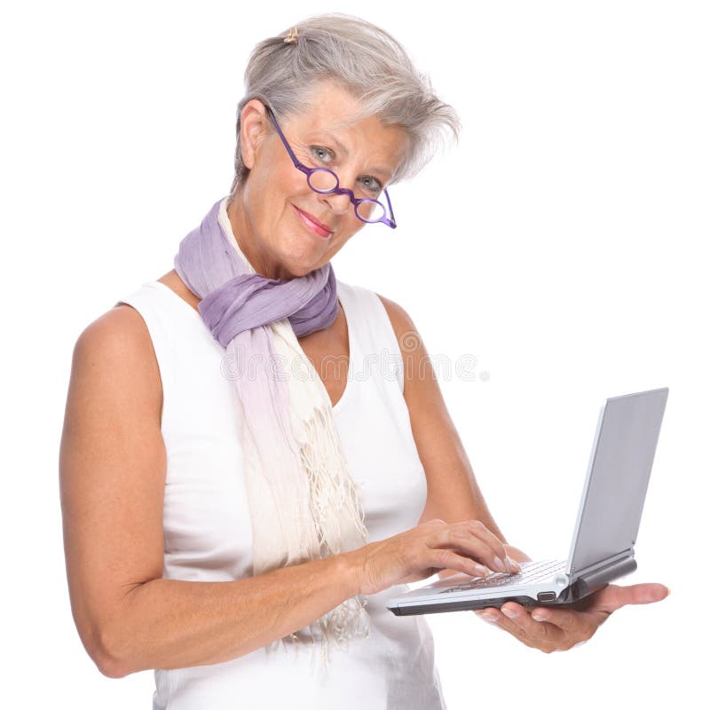 Senior woman with notebook stock image. Image of notebook - 18893179
