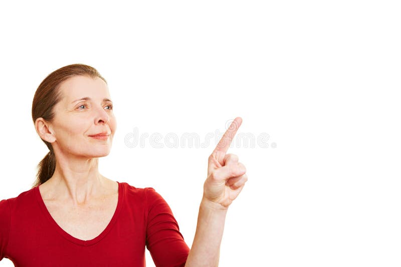 Senior Woman Pointing with Index Stock Image - Image of forefinger ...
