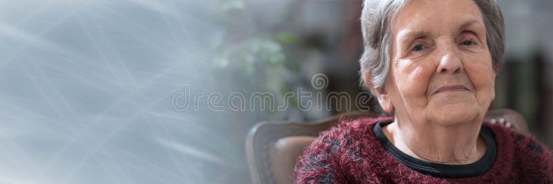 Senior Woman Portrait; Panoramic Banner Stock Photo - Image of alone ...
