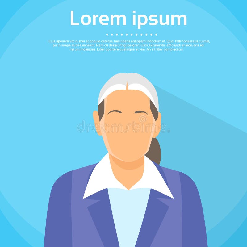Senior Woman Profile Icon Portrait Flat Vector Stock Vector ...