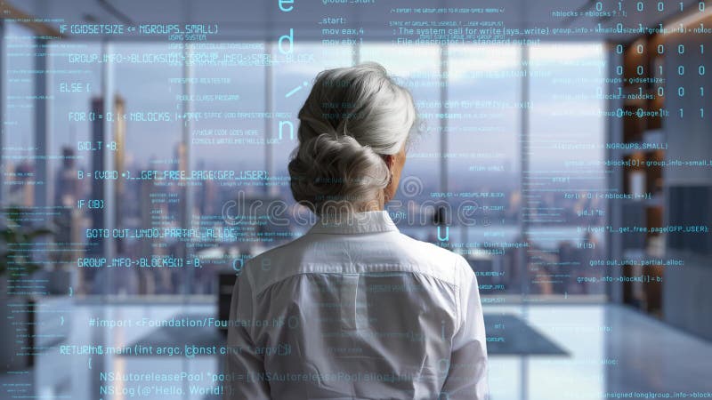 Senior Woman Programmer Engaged in LISP AI Engineering Stock Video - Video of communication ...