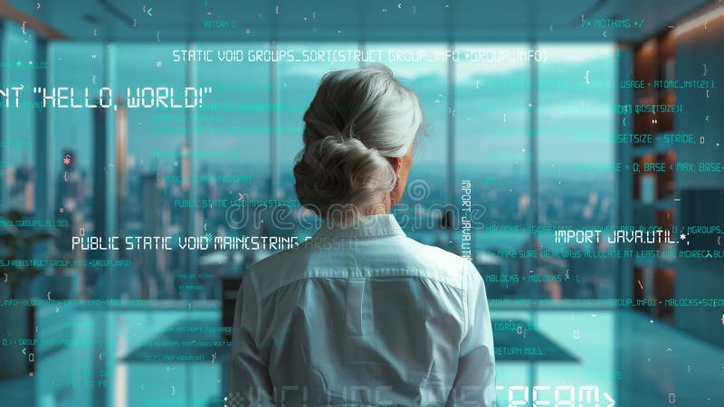 Senior Woman Programmer Engaged in LISP AI Engineering Stock Video - Video of learning, command ...