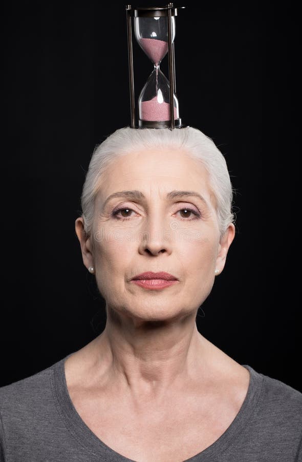 Senior Woman Sand Clock Head Stock Photos - Free & Royalty-Free Stock ...