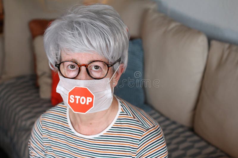 Senior Woman during Self Isolation Stock Image - Image of epidemic ...