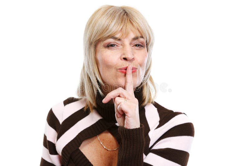 Senior Woman Showing Shh Gesture Stock Image - Image of woman, mature ...