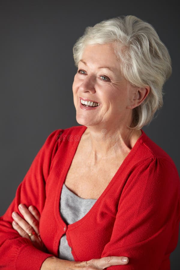 Senior Woman Studio Portrait Stock Image - Image of shot, adult: 23959335